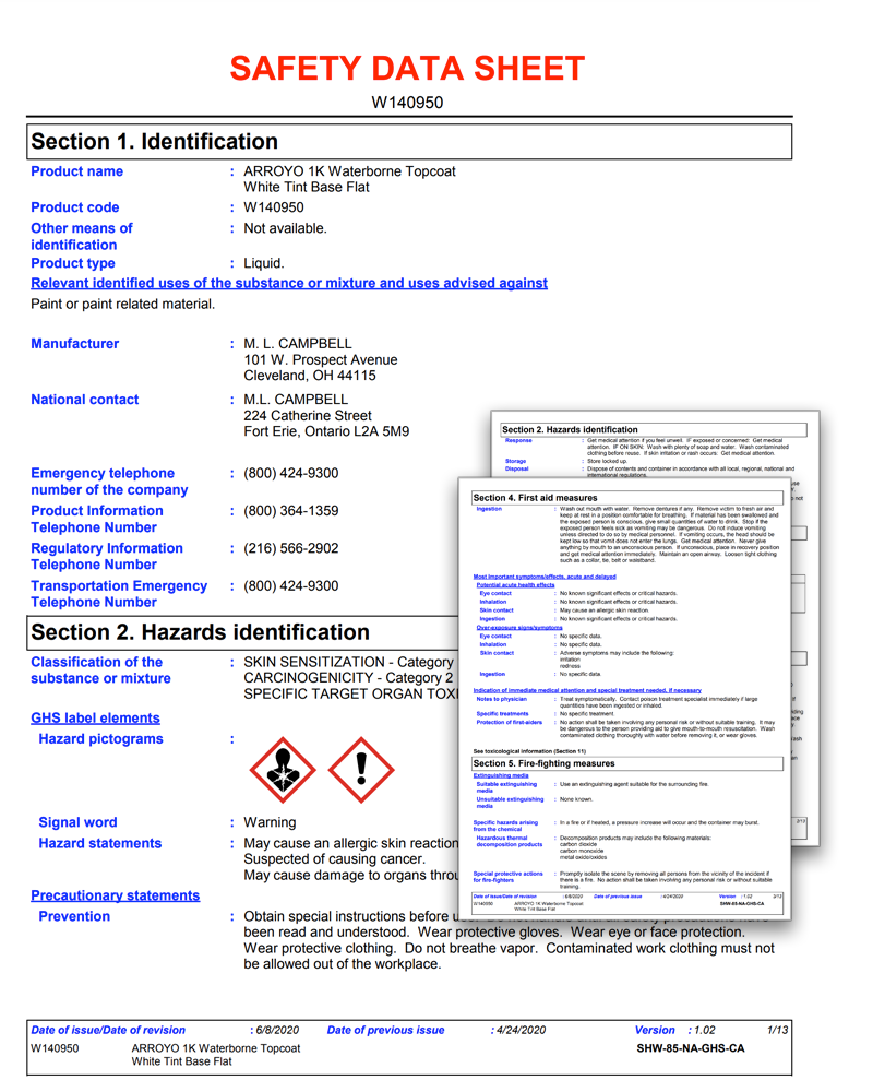 Product-Safety-Sheet-Arroyo-Front - M.L. Campbell